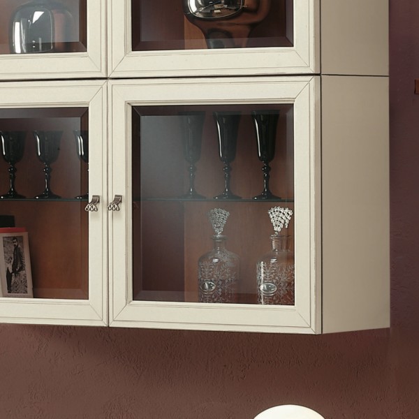 Pensile 60x60x33 classico in legno, anta vetro trasparente
