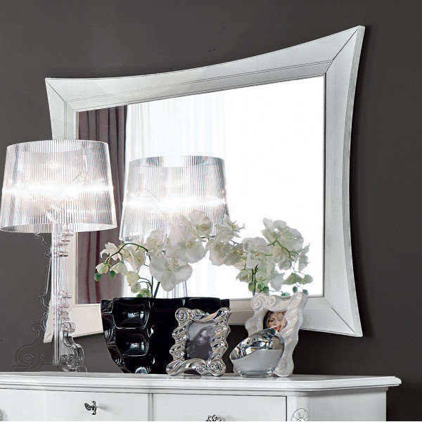 Cornice con specchio liscio, legno massello di tiglio