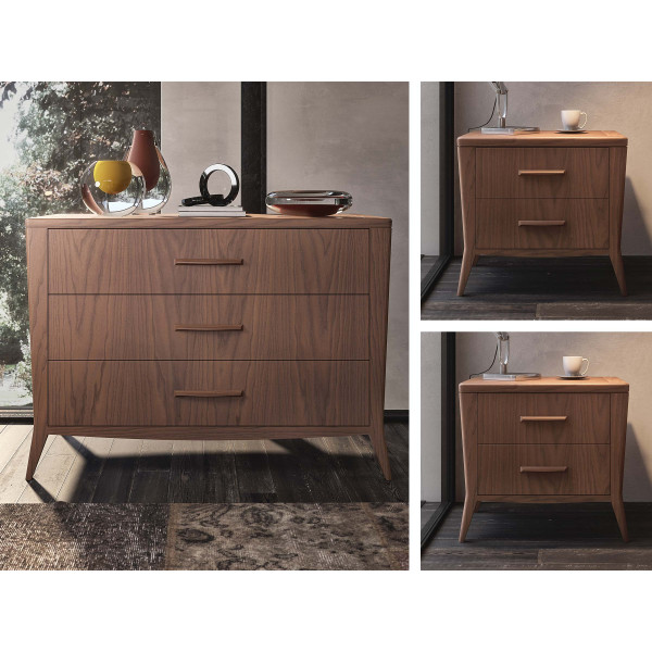 Comò e comodini in legno moderni, frassino massello, design essenziale