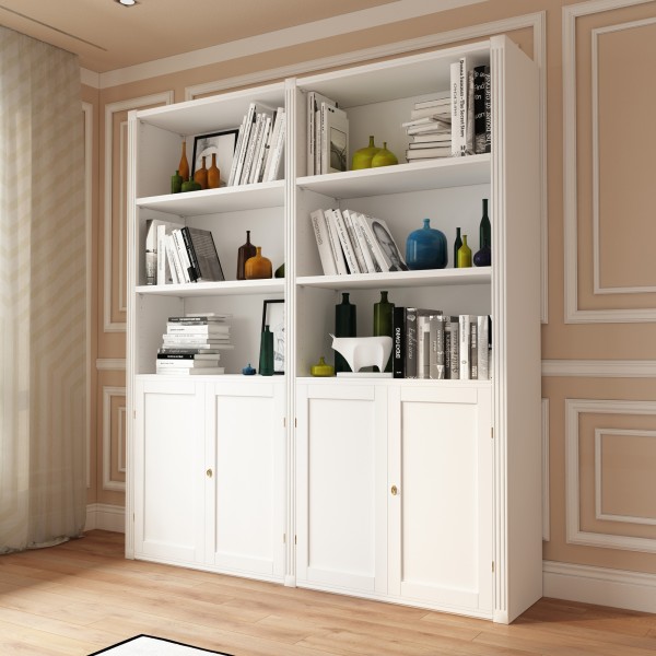 Libreria in legno con 4 ante con serratura e 6 vani a giorno, design ...